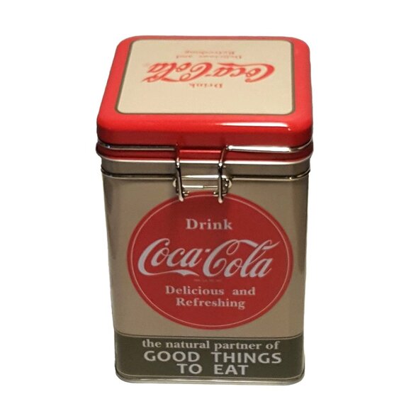 Tin Box Co | Accents | 25 Coke Cocacola Tin Box Company Canister Latch ...